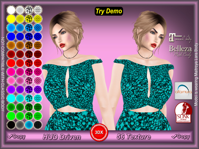 Second Life Marketplace - !!~3DX~!! Leather Shade Dress Demo (Mega Pack)