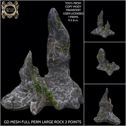 Second Life Marketplace - GD MESH FULL PERM LARGE ROCK 2 POINTS
