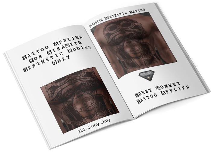 Second Life Marketplace - Aesthetic Mens Monkey Chest Tattoo Applier