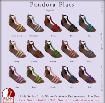 Second Life Marketplace - Ingenue :: Pandora Flats (Slink Feet Add-On ...