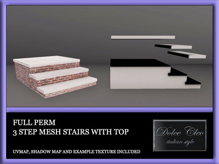 Second Life Marketplace - FULL PERM 3 STEP MESH STAIRS WITH TOP