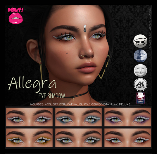 Second Life Marketplace - [POUT!] Allegra Eye shadow *UPDATED