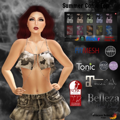 Second Life Marketplace Summer Camo Top Boxed
