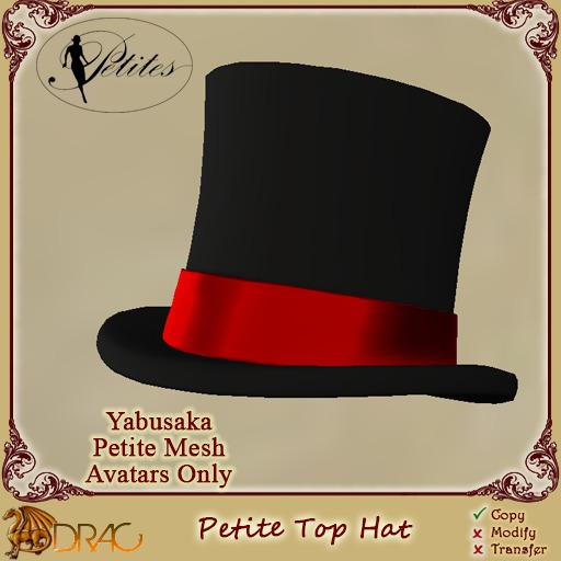 Second Life Marketplace - [Drac] Petite Black & Red Top Hat - For ...