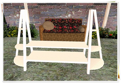 Second Life Marketplace - TV Stand Two Side Shelf w/tv & plant, not linked