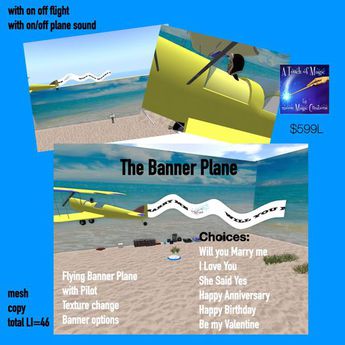 Second Life Marketplace - The Flying Banner Plane with texture change ...