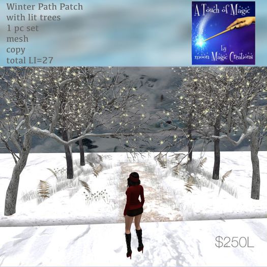 Second Life Marketplace - Winter Path Patch with lit trees-Crate