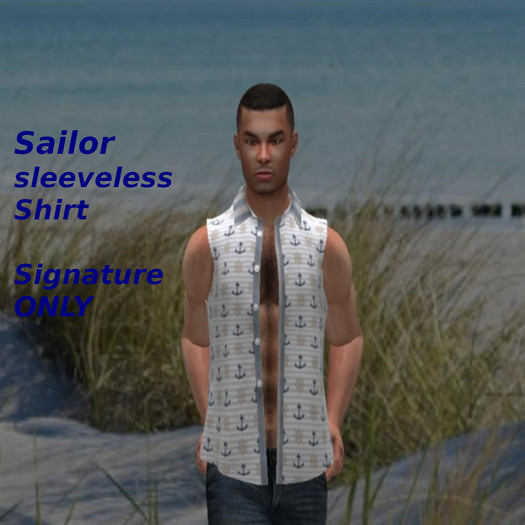 Second Life Marketplace - Sleeveless Shirt Signature - Sailor white/blue