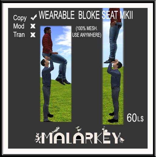 Second Life Marketplace - Wearable Bloke Seat (arms up version)
