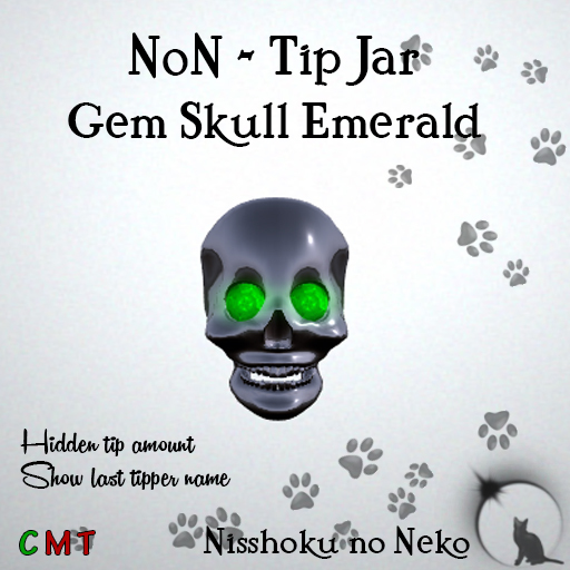 Second Life Marketplace - NoN - Gem Skull emerald TIPJAR