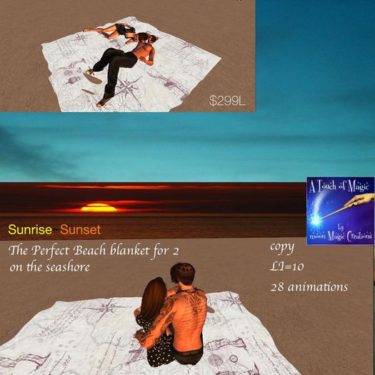 Second Life Marketplace - Sunrise Sunset Beach Blanket for 2-box