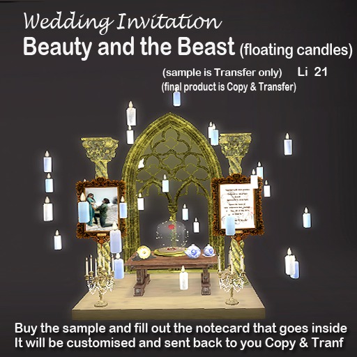 Second Life Marketplace - Wedding Invitation - Beauty and the Beast (float candles)
