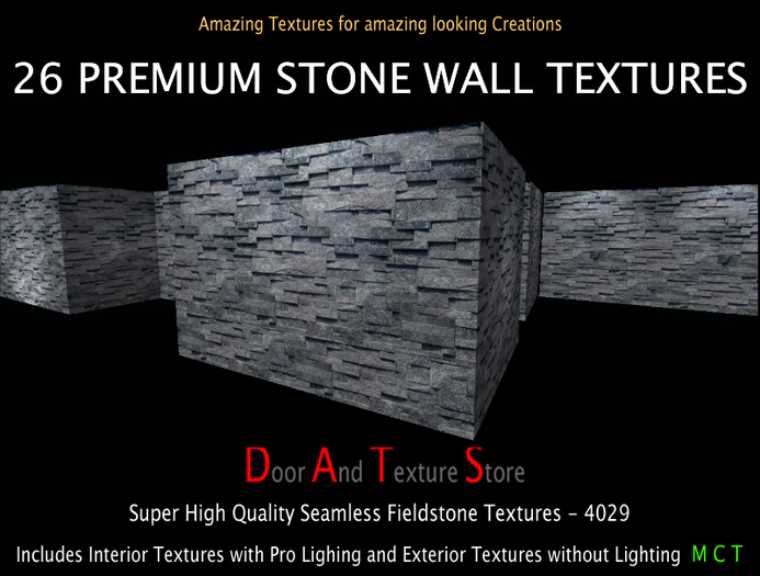 Second Life Marketplace - DATS RED BOX TEXTURES - 26 Fieldstone Wall ...
