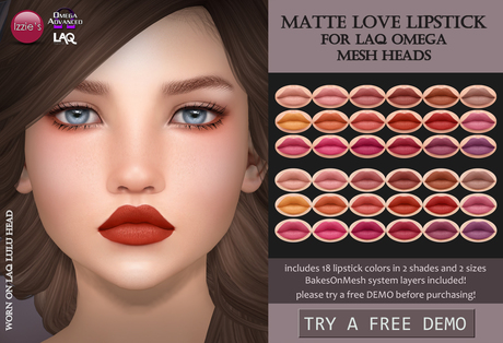 Second Life Marketplace - Izzie's - DEMO Matte Love Lipstick (LAQ Omega)
