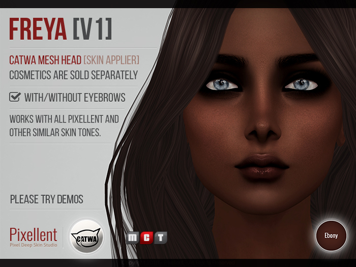 Second Life Marketplace - Pixellent : Freya - Catwa Head Applier - Ebony