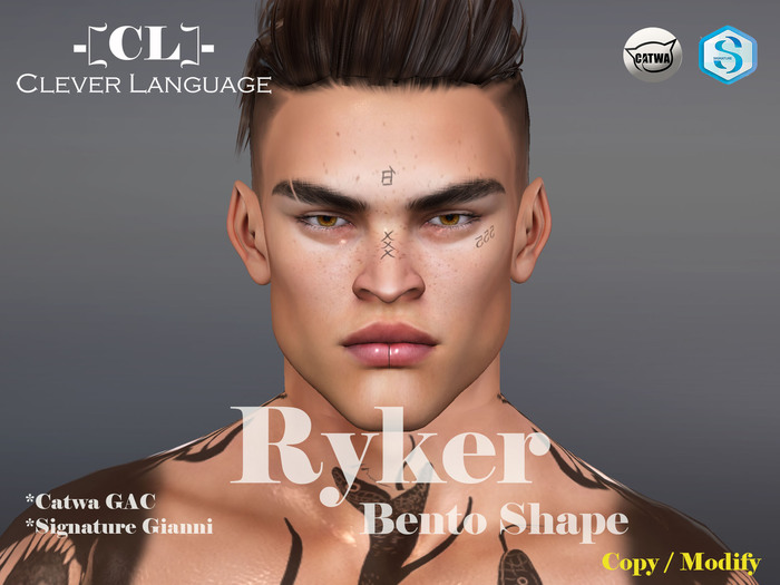 Second Life Marketplace - - [Clever Language] - Ryker Bento Shape ...