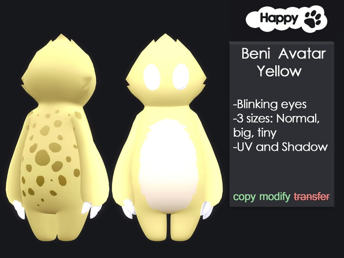 Second Life Marketplace - Happy Paw - Beni avatar yellow