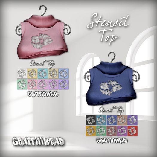 Second Life Marketplace - Graffitiwear Stencil Top Fatpack