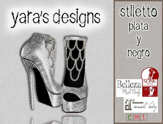 Second Life Marketplace - [YARA'S DESIGNS] STILETTO CADENAS PLATA Y ...