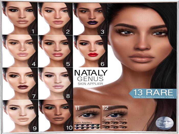 Second Life Marketplace - 10 GENUS Skin Applier /NATALY - BROWNIE/ MakeUp 5