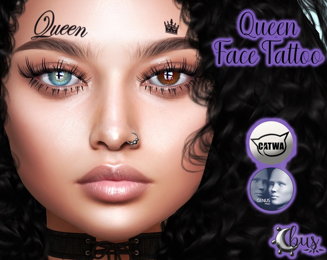 Second Life Marketplace - -bus- .Queen Face Tattoo. {GENUS-CATWA}