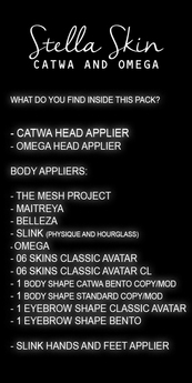 Second Life Marketplace - JUMO - Stella Skin Fat Pack - CATWA and Omega ...