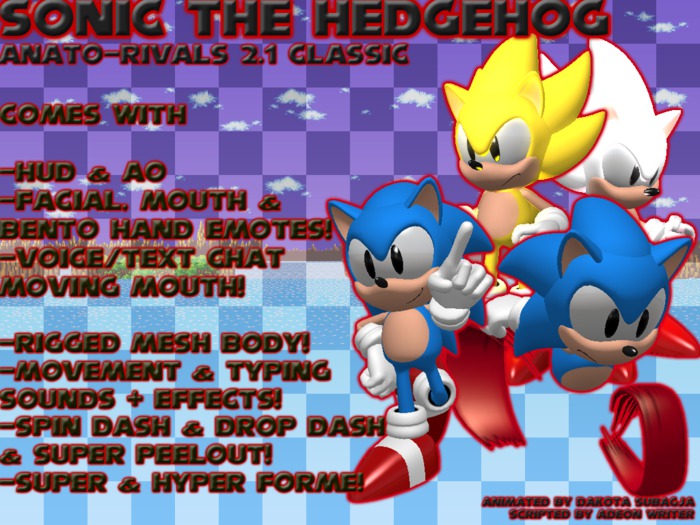 Second Life Marketplace - (LCD-Anato 2.1) Classic Sonic the Hedgehog Avatar