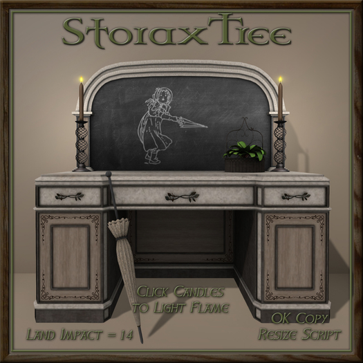 Second Life Marketplace - Celtic Wood & Stone Desk Rain