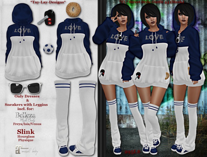 Second Life Marketplace - *Tay-Lay-Designs* Street Style-Outfit 44 (Mesh)