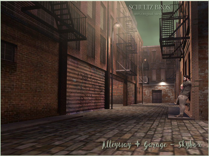 Second Life Marketplace - [Schultz Bros.] Alleyway + Garage Skybox