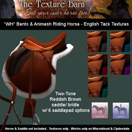 Second Life Marketplace - Texture Barn - Red Brown English Tack ...