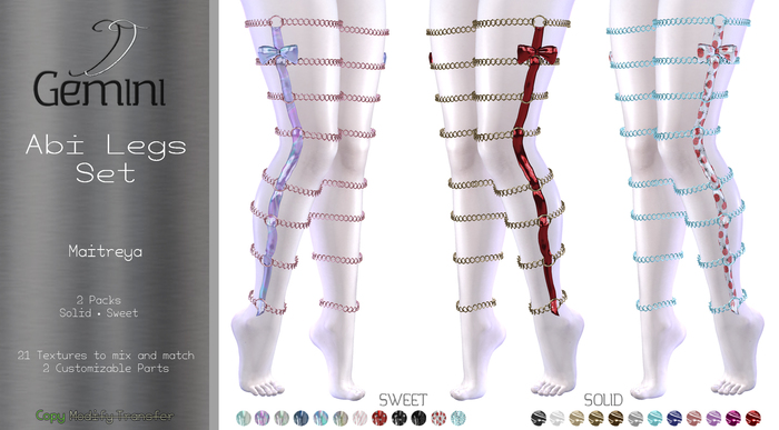 Second Life Marketplace - Gemini -Abi Legs Set- SOLID PACK (Add me)