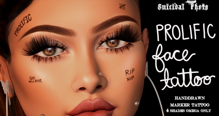 Second Life Marketplace - [Suicidal Thots] Prolific Face Tattoo (rez ...