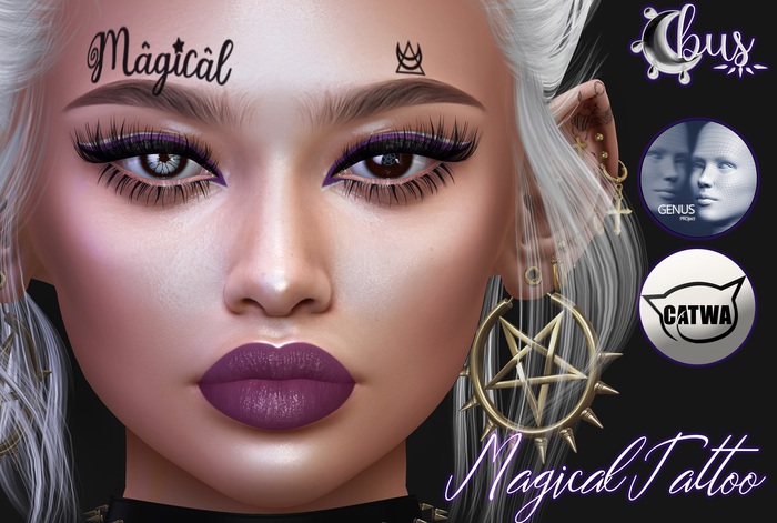 Second Life Marketplace - -bus- .Magical Face Tattoo {GENUS-CATWA - BoM}