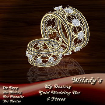 Second Life Marketplace - *Milady's* -My Destiny- Gold Wedding Rings Set