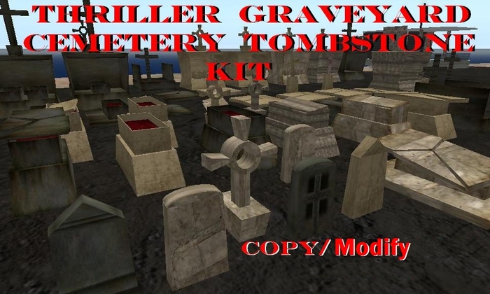 Second Life Marketplace - Thriller Graveyard Cemetery Tombstone KIT