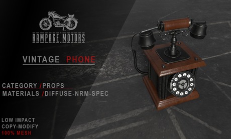 Second Life Marketplace - Vintage Phone / Low Impact / Copy / Mod