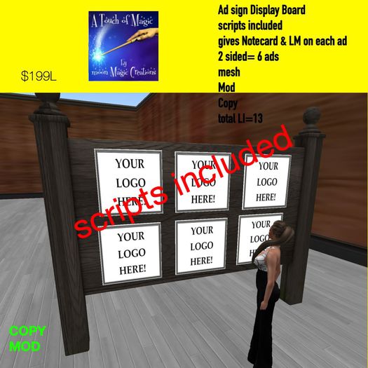 Second Life Marketplace - 2 SIDED display board add your own ad GIVES ...
