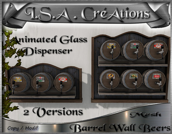 Second Life Marketplace - Barrel Wall Beers * Mesh * BOX