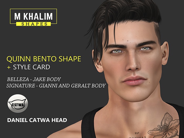 Second Life Marketplace - Quinn Bento Male Shape for Catwa Head Daniel ...
