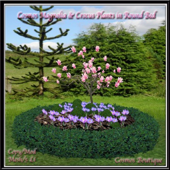 Second Life Marketplace - Cosmos Magnolia & Crocus Plants in Round Bed ...