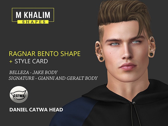 Second Life Marketplace - Ragnar Bento Male Shape for Catwa Head Daniel ...