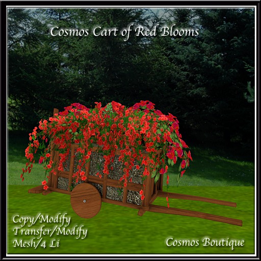 Second Life Marketplace - Cosmos Cart of Red Blooms (BOX)