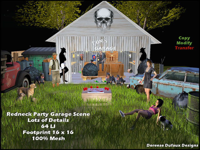 Second Life Marketplace - REDNECK PARTY GARAGE LANDSCAPING SCENE