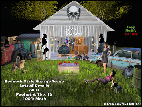 Second Life Marketplace - REDNECK PARTY GARAGE LANDSCAPING SCENE