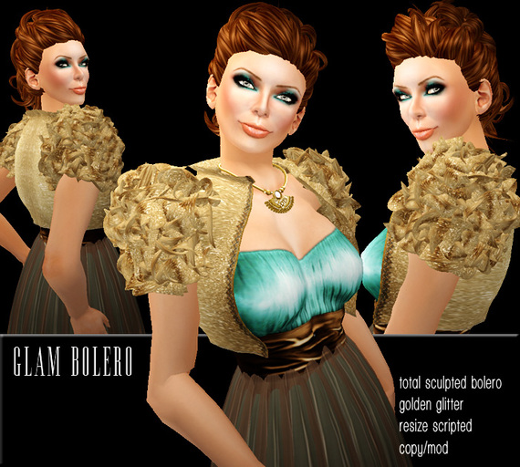 Second Life Marketplace - BD-Glam Bolero gold glitter glamourous ...