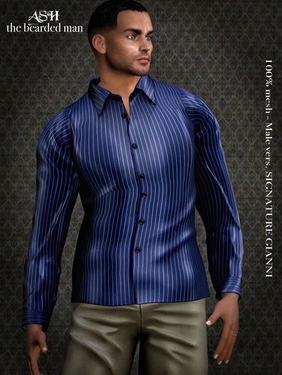 Second Life Marketplace - ASH - THE BEARDED MAN - SHIRT FORMAL BLUE ...