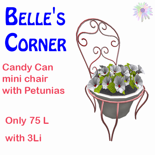 Second Life Marketplace - Candy Cane Mini Chair wiith Petunias