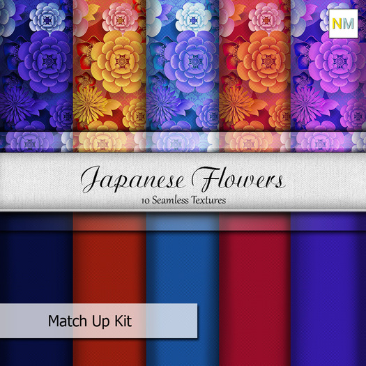 Second Life Marketplace - Japanese Flowers Matchup Kit 10 Seamless ...