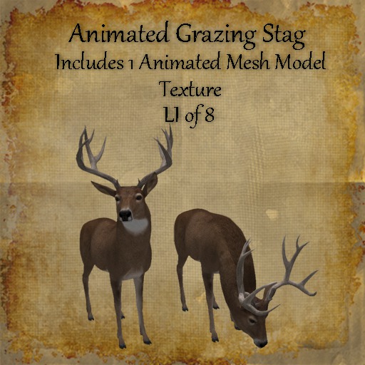 Second Life Marketplace - Bad Katz Animated Stag Grazing